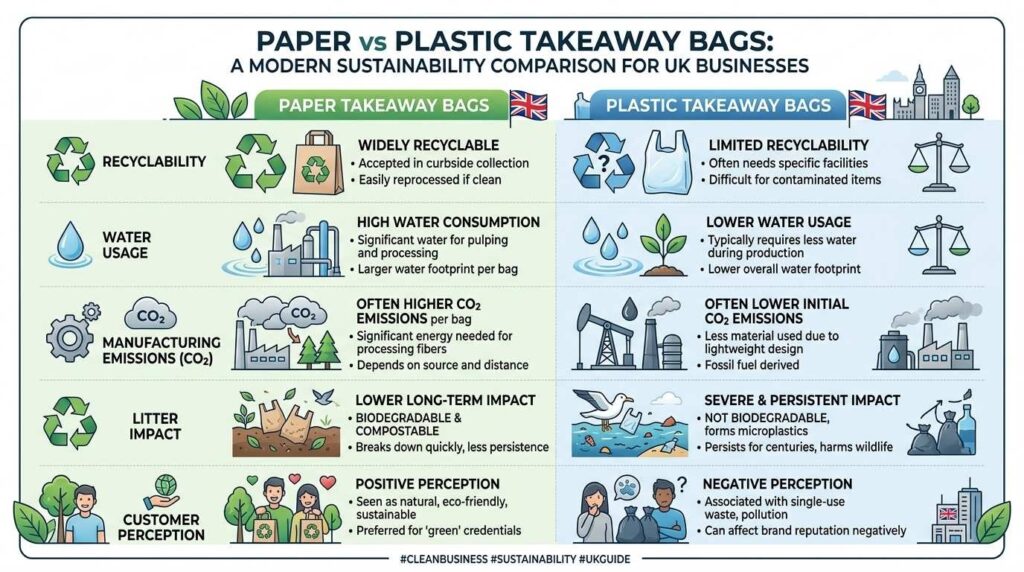 Paper vs Plastic Takeaway Bags UK: Complete 2026 Guide